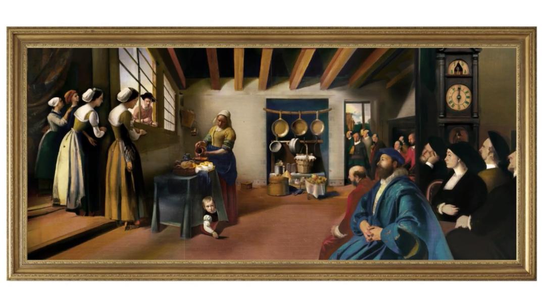 雀巢公司推出由ai绘制的广告 拓展了维米尔vermeer著名画作《挤奶女工》的场景 现代广告